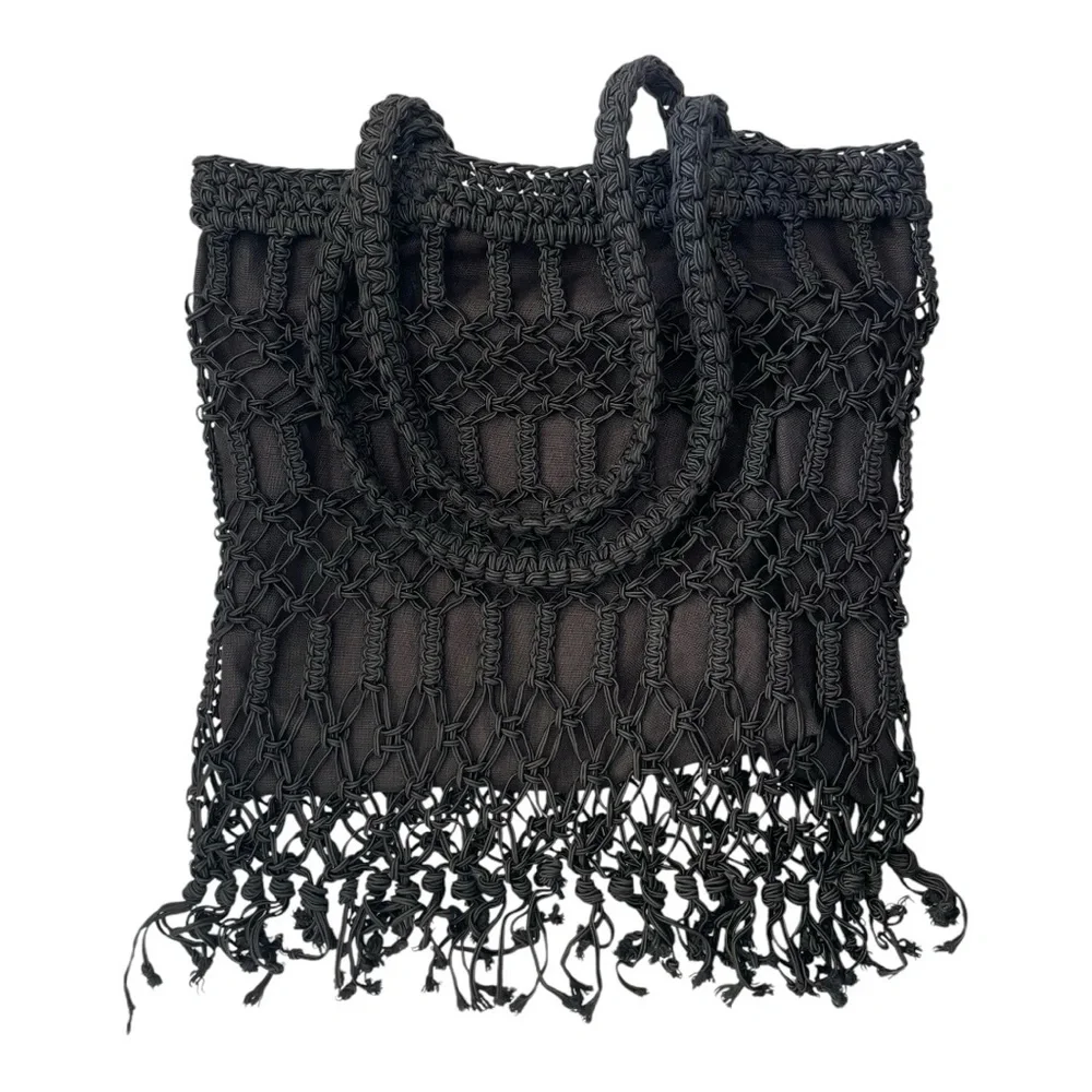 Carrie Forbes | Bags | Carrie Forbes Crochet Rayon Fringe Bag Black ...